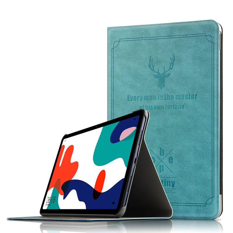 Чехол для Huawei MatePad 10.4 дюйма с защитным стеклом, кожаный, синий, противоударный