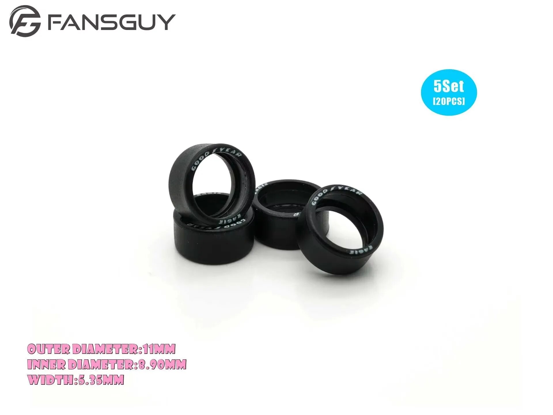 Шины для масштабных моделей 1/64 FANSGUY, черный, 5 Set(20PCS)
