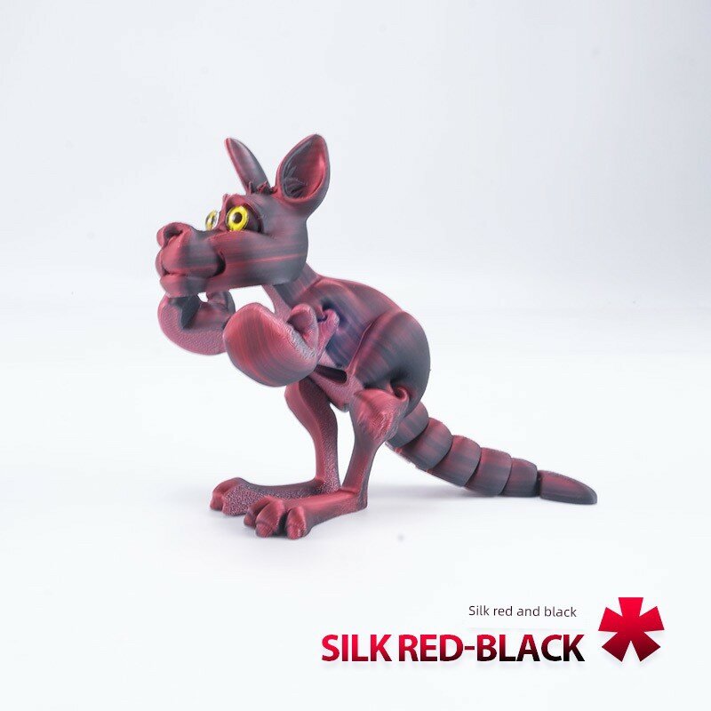 3D-печать кенгуру-фигурка с подвижными суставами, цвет шелковистый красно-черный, высота 11 см, очаровательная