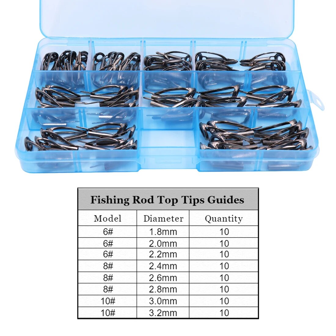 Набор для ремонта кончиков удочек 1.8-3.2 мм, нержавеющая сталь 80Pcs Kit with box