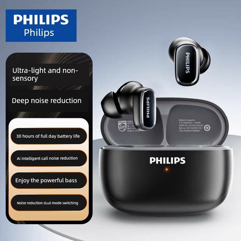 Philips TAT1420 беспроводные наушники с шумоподавлением при звонках, усиленным басом и 30-часовой автономностью