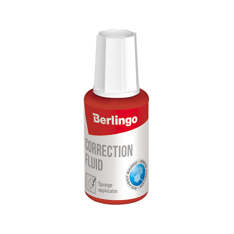 Корректор жидкий Berlingo, 20 мл, на химической основе с губчатым аппликатором