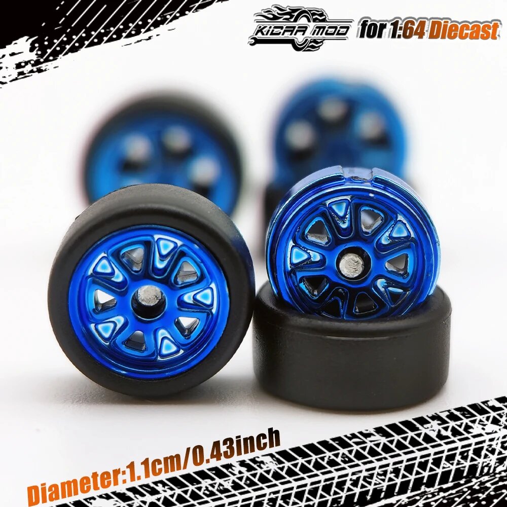 Колеса для Hot Wheels 1:64, синий цвет, Blue plating
