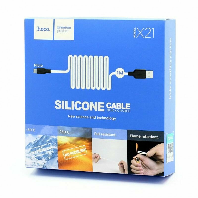 Кабель для питания и передачи данных HOCO X121, USB - Micro USB, 1 м, белый