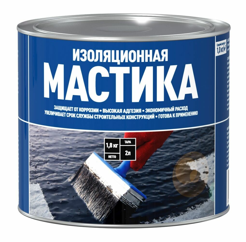 Мастика битумная Старт изоляционная, однокомпонентная, объем 2 л 7379
