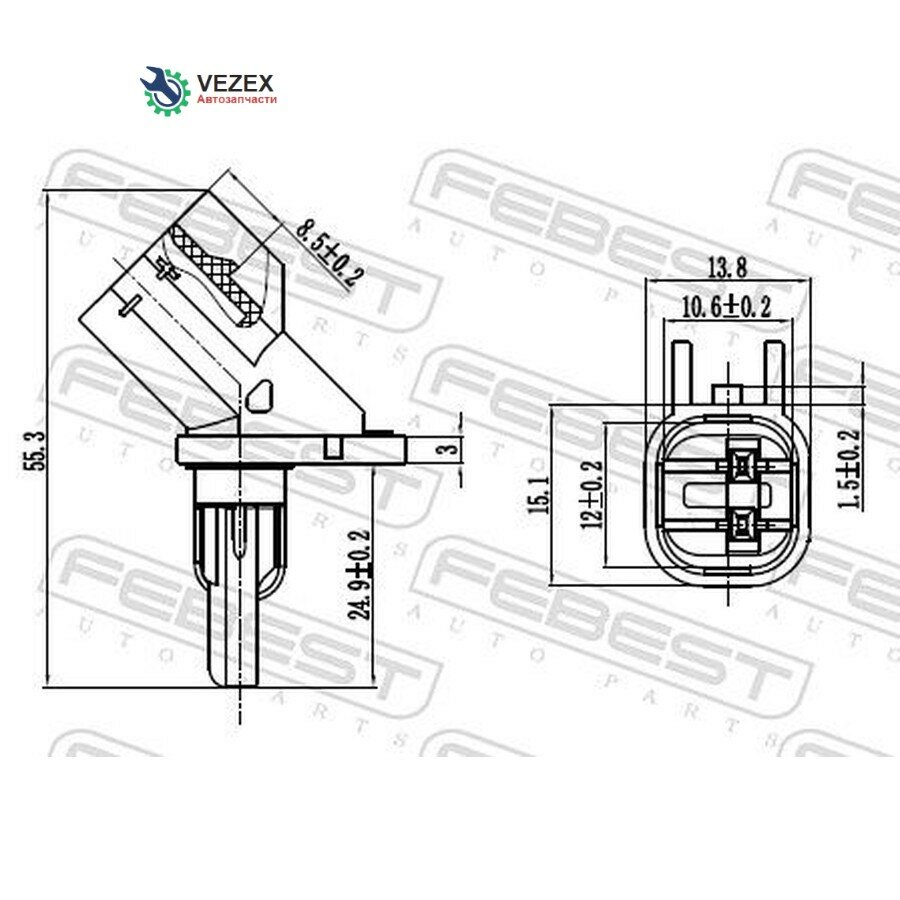 FEBEST 27606-003 датчик ABS передний 27606-003
