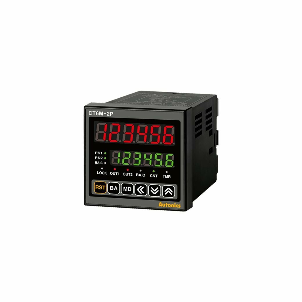 Счётчик-таймер Autonics CT6M-2P4, 72х72,6-разр, реле(1с)х1+(1a)х1, ТТР(NPN)х3,240В, артикул (Китай) 54020100070111