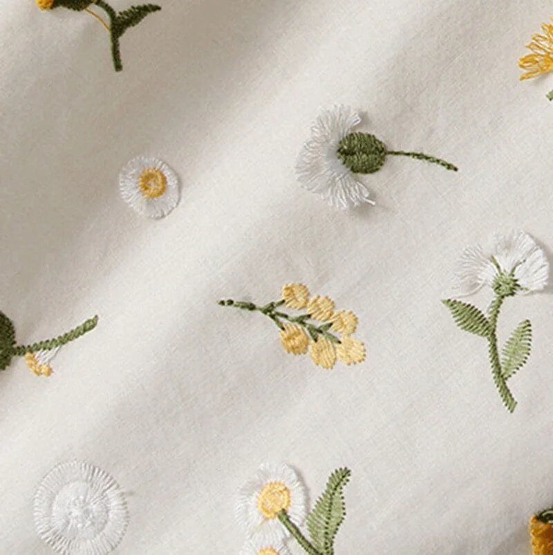 Ткань хлопковая с вышивкой одуванчика, 1 yard x 150 cm