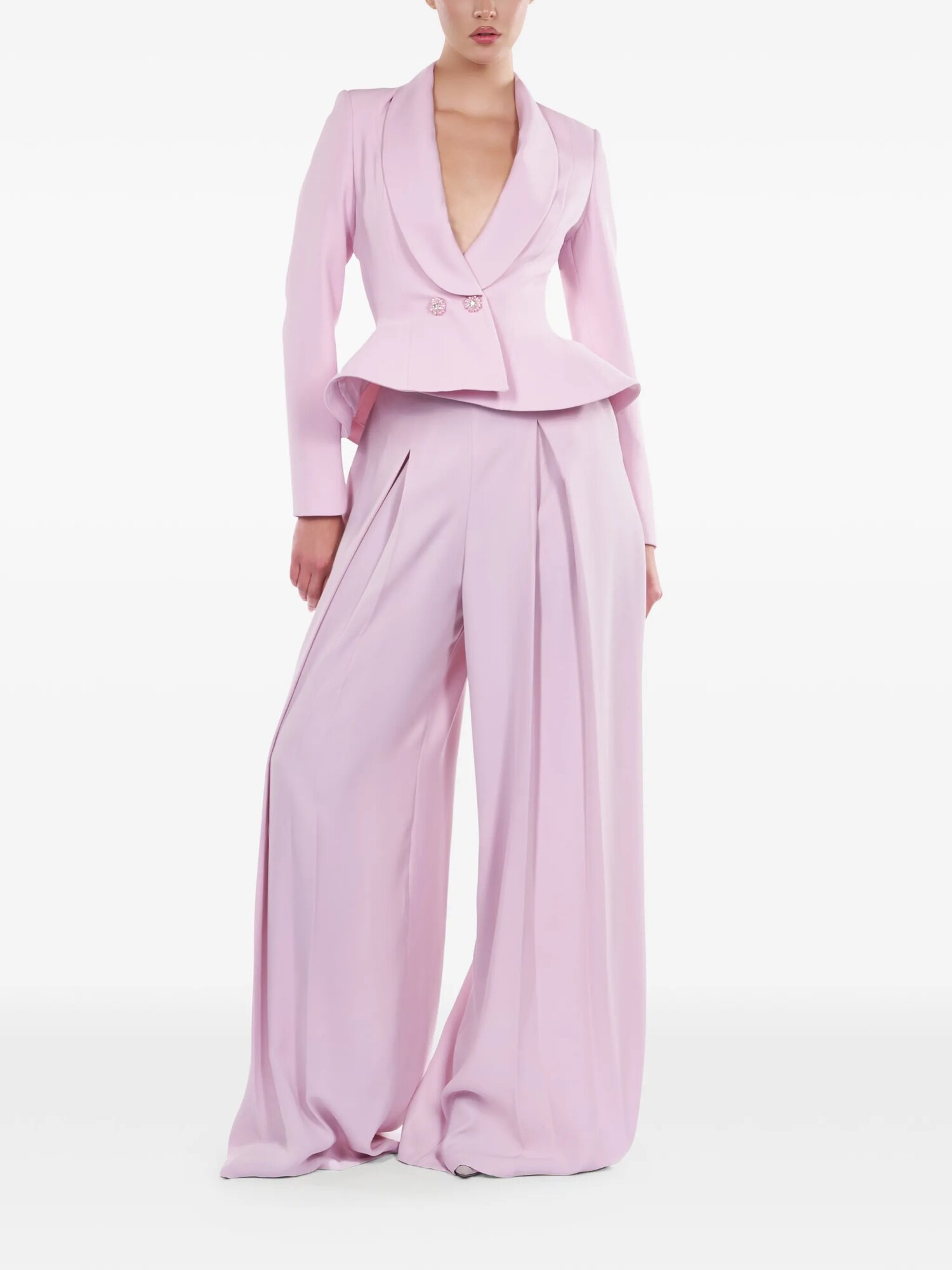 Комбинезон ARAFTU Peplum-hem double-breasted jumpsuit, размер 40, pink — фото 1
