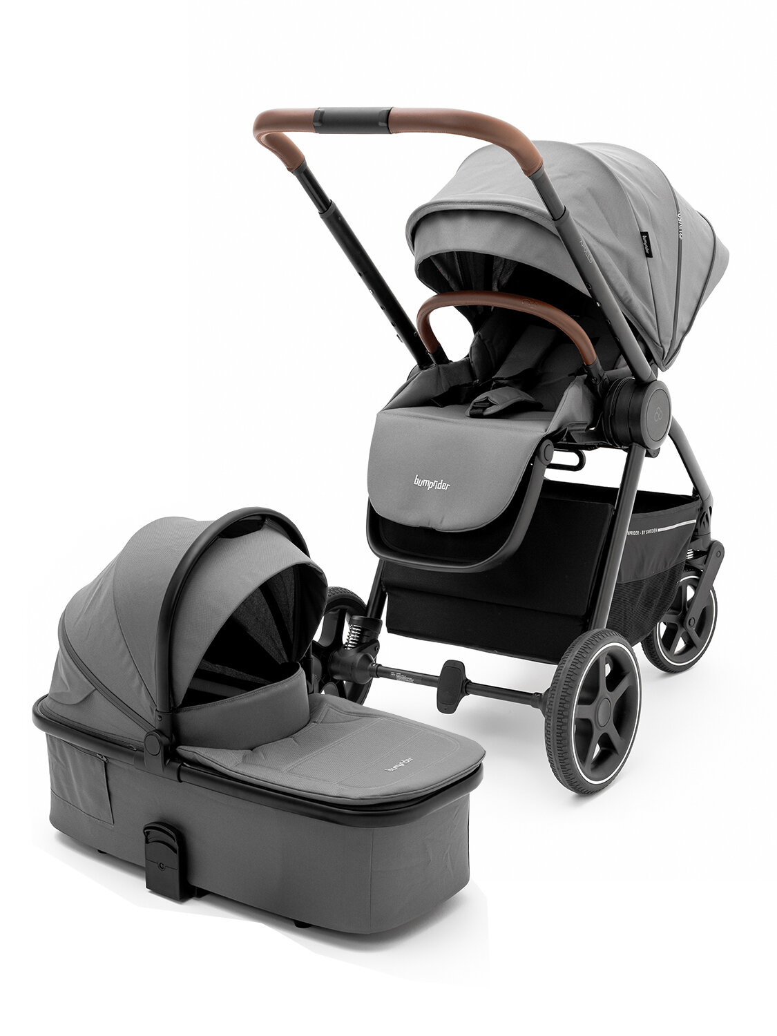 Коляска 2 в 1 Bumprider Apollo Grey, с рождения до 22 кг, всесезонная, серая