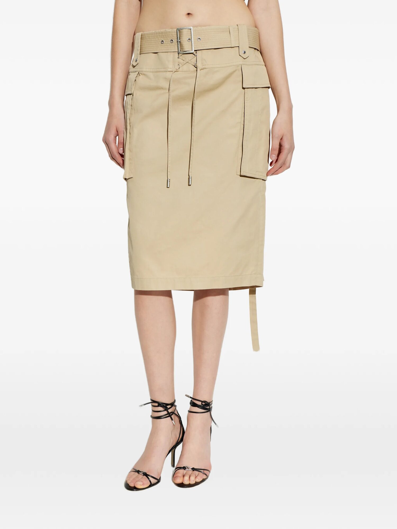 Юбка Alexander McQueen Belted midi cargo skirt, размер 42, разноцветный — фото 1