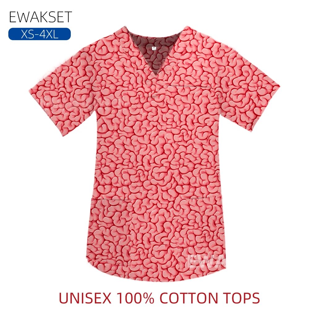 Красный медицинский топ EWAKSET, размер XL, Scrub Top001