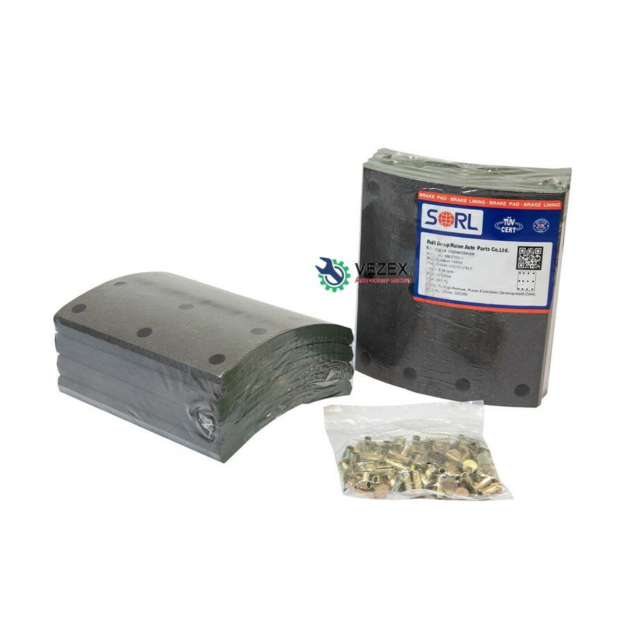 SORL HM57021 накладка тормозная, к-т 8шт+заклепки 96шт 410x200 1-й рем. ! (19939)\ RVI, VOLVO
