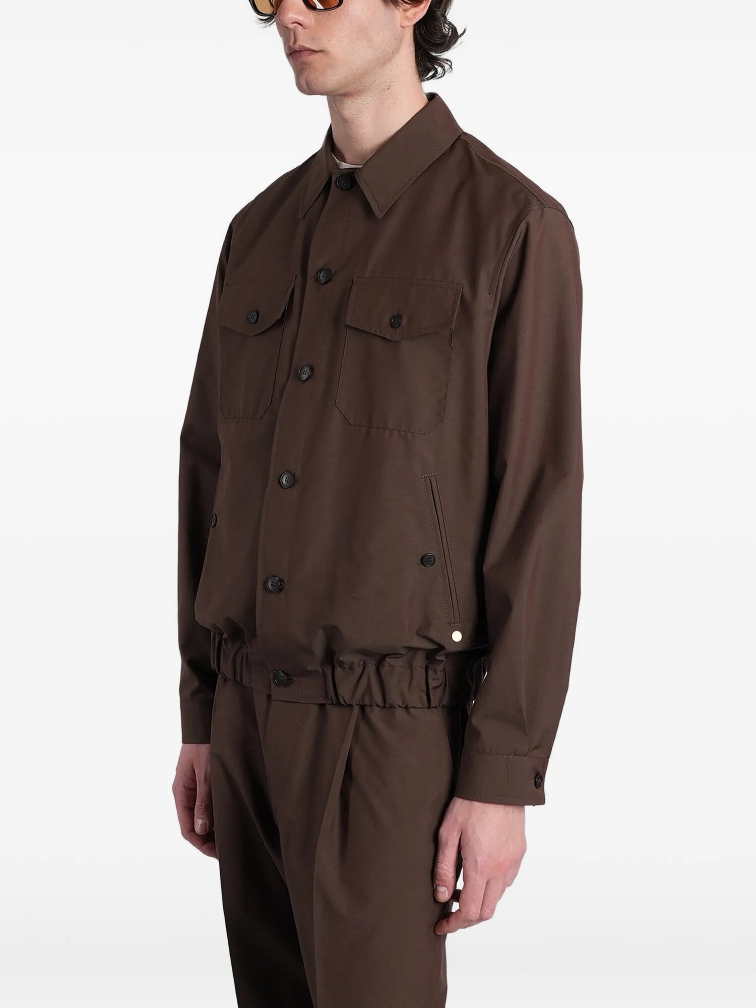 Куртка GRAYED Elasticated-hem button-up jacket, размер 52, brown — фото 1