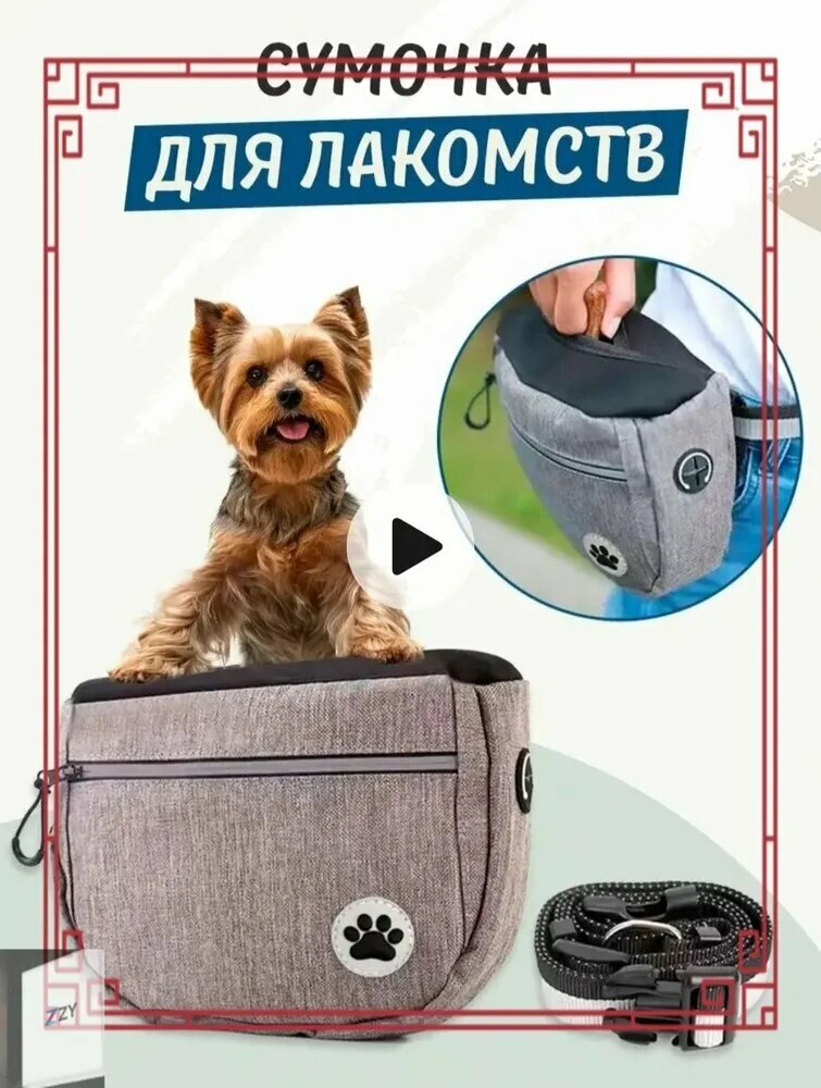 Сумка для лакомств и корма поясная влагозащитная 3в1