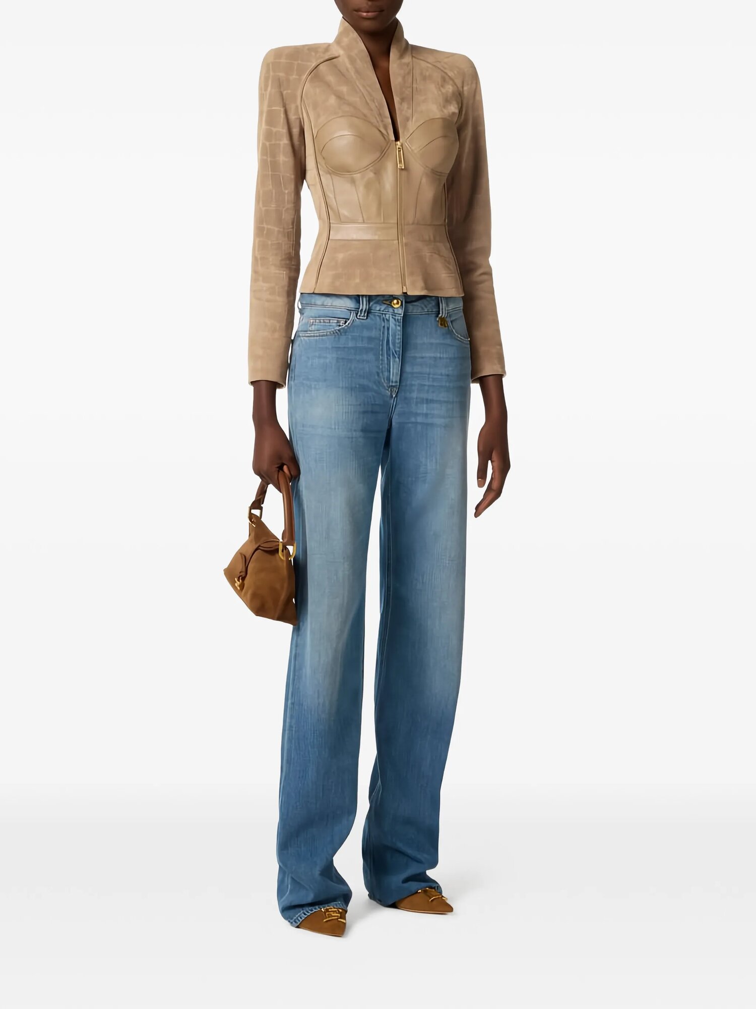 Куртка Elisabetta Franchi Suede jacket, размер 38, brown — фото 1