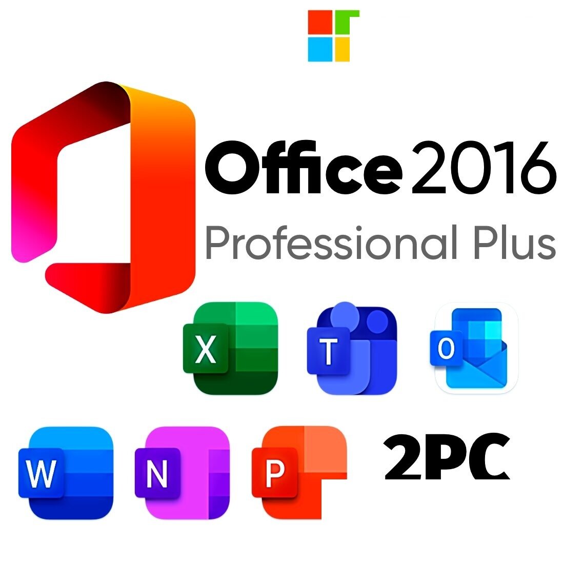 Ключ Microsoft Office 2016 Pro Plus ключ активации (На 2 ПК, по 1 активации на каждый) Русккая и Английская версия