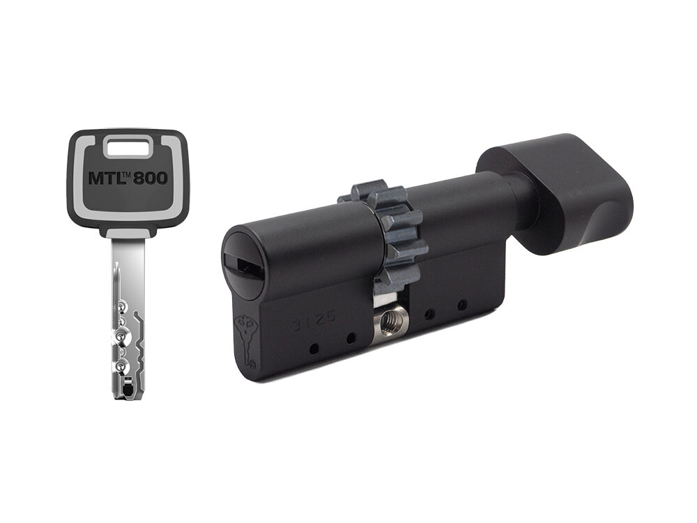 Цилиндр Mul-t-Lock MTL800 Светофор ключ-вертушка 90мм (размер 45х45В мм) - Черный, Шестеренка