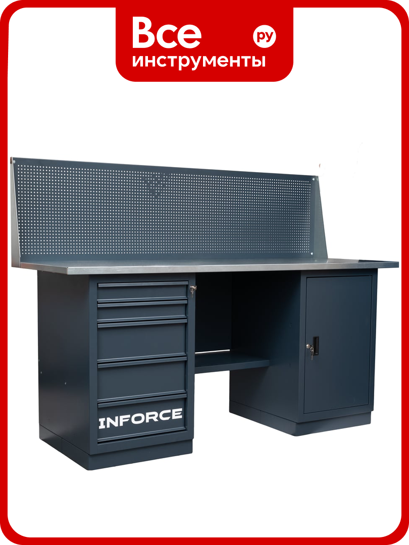 Верстак с драйвером, тумбой и экраном Inforce 1800х686х1350 05-01-019