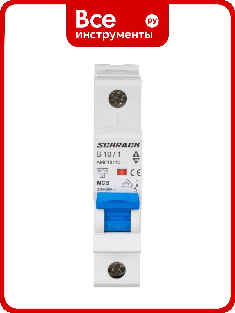 Автоматический выключатель Schrack Technik AM 6кА, 1P, B, 10A AM618110