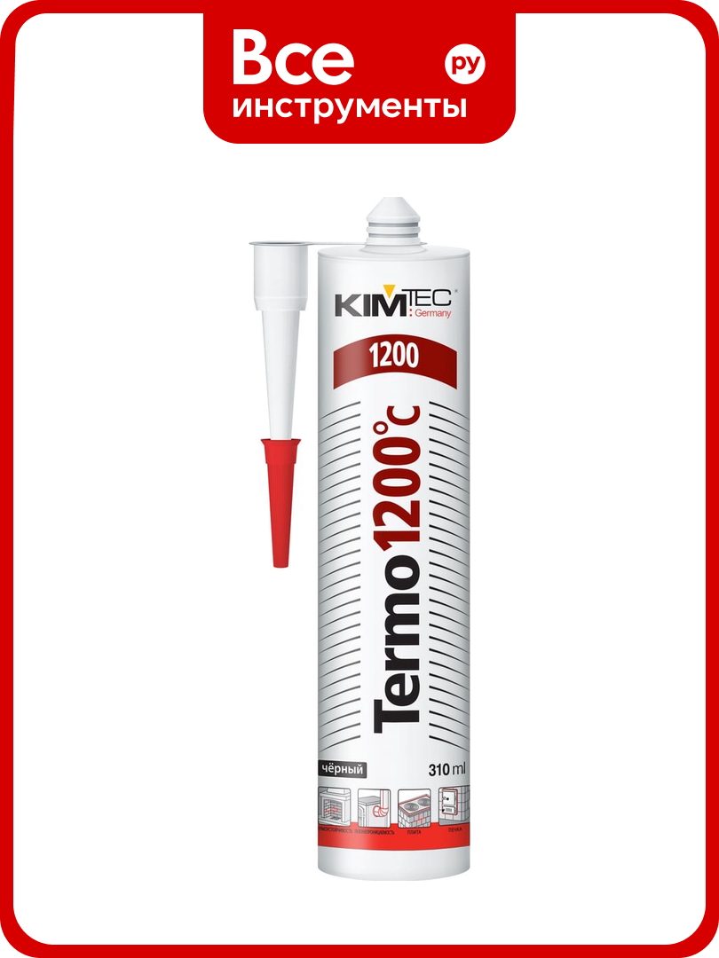 Герметик силикатный KIM TEC KAMIN 1500C черный 280мл 02-07-01, термостойкий,