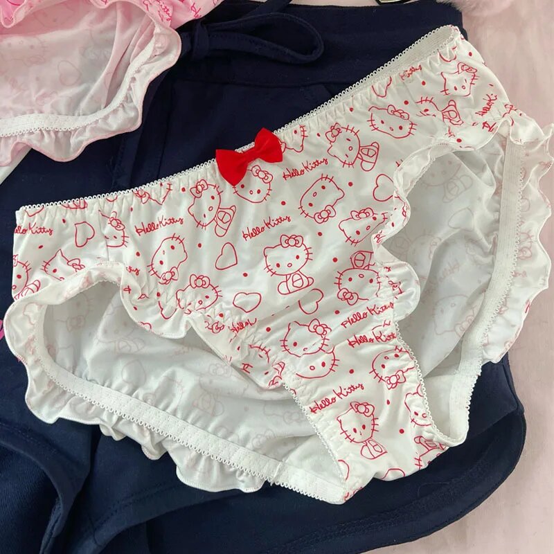 Трусики-стринги с мультяшными персонажами Hello Kitty и Sanrio, удобное, дышащее, милое и модное нижнее белье для девочек.
