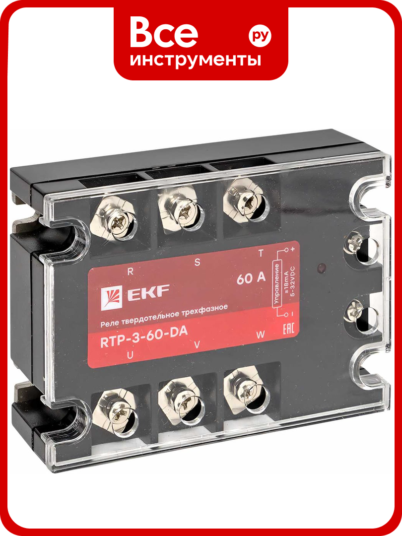 Твердотельное трехфазное реле EKF RTP-60-DA PROxima rtp-3-60-da, для твердотельных реле
