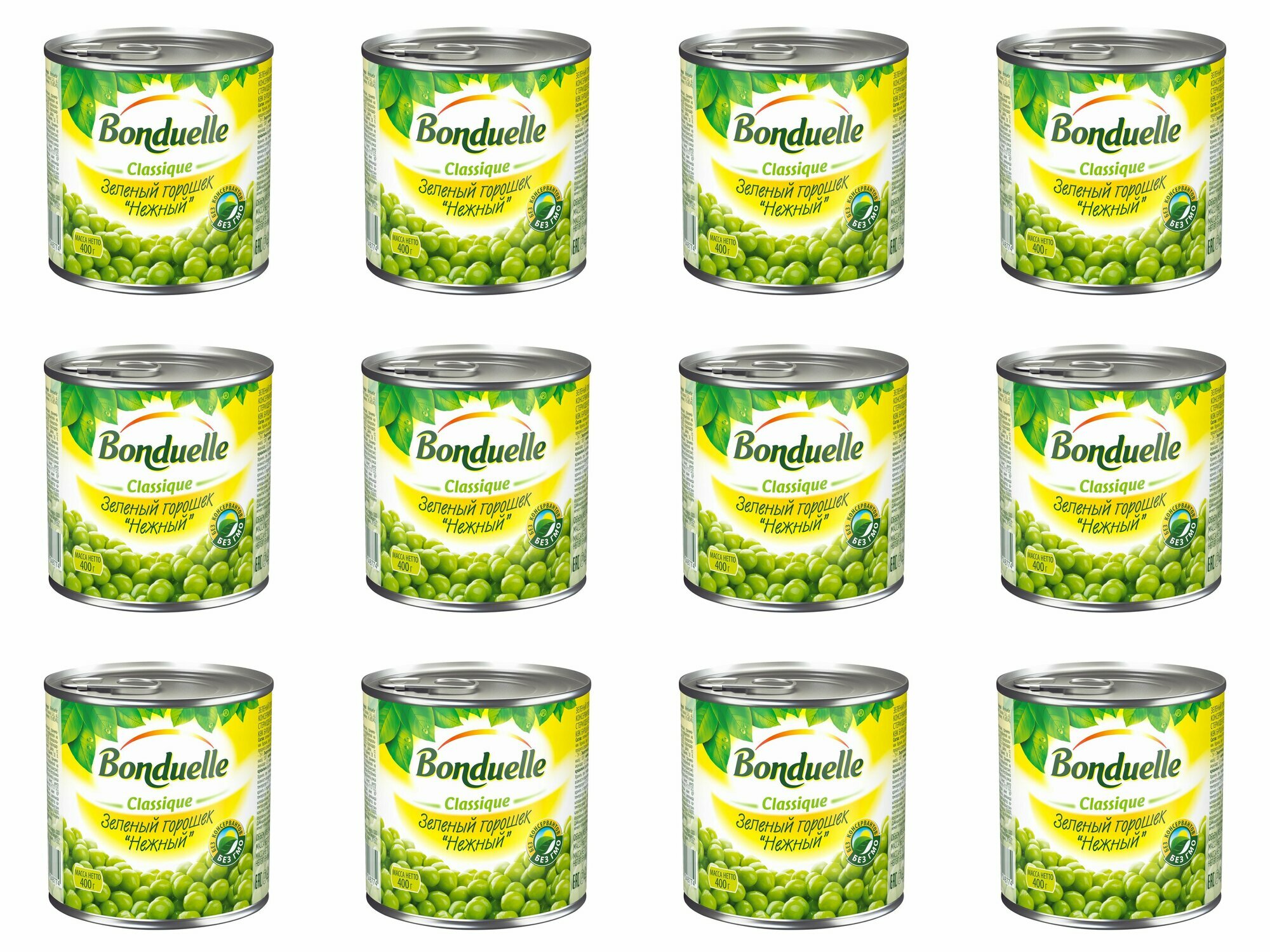 Bonduelle Горошек зеленый "Нежный", 400 г, 12 шт
