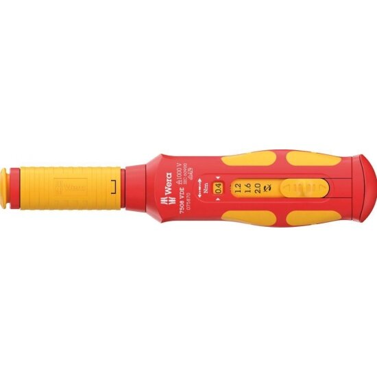 Wera Отвёртка динамометрическая 7508 Safe-Torque VDE Kraftform 0.4 / 0.8 / 1.2 / 1.6 / 2.0 Нм, для насадок с шестигранным 9 мм хвостовиком