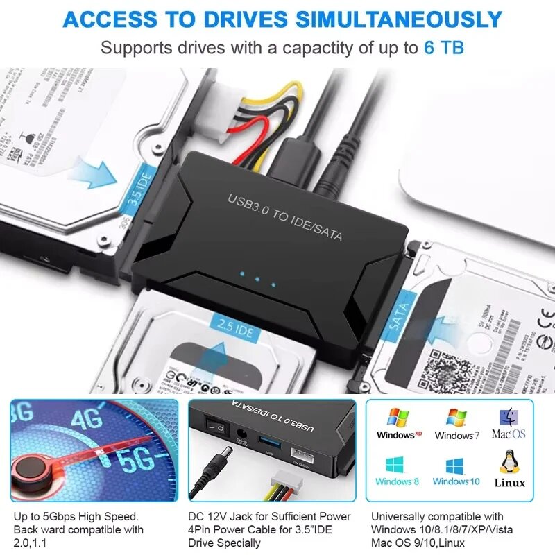 Адаптер IDE/SATA к USB 3.0 с UK Plug — фото 1