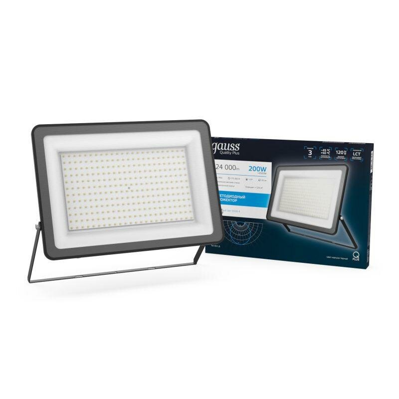 Прожектор светодиодный Qplus 200Вт 6500К IP65 24000лм 175-265В до черн. GAUSS 613100200