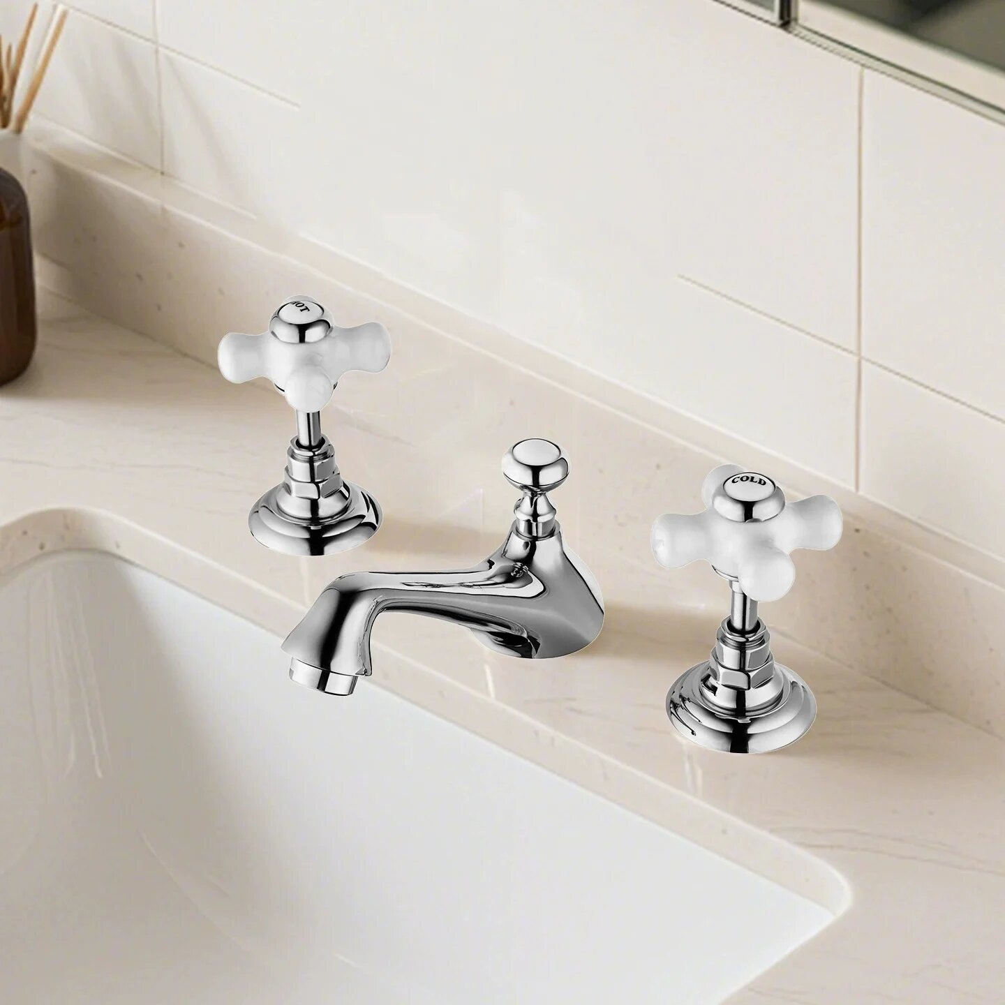 Смесители для раковины Grey Gold Basin Faucet Mixer Hot and Cold Bathroom Sink Faucet из латунья, разнесенные смесители для раковины 3 Hole Sink faucet Lavotory Tap