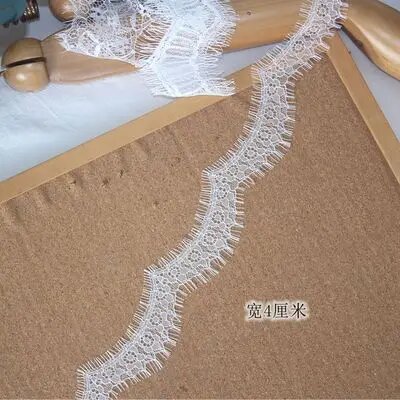 Кружевная лента для ресниц, полиэстер/нейлон, белый, черный Off white 4cm
