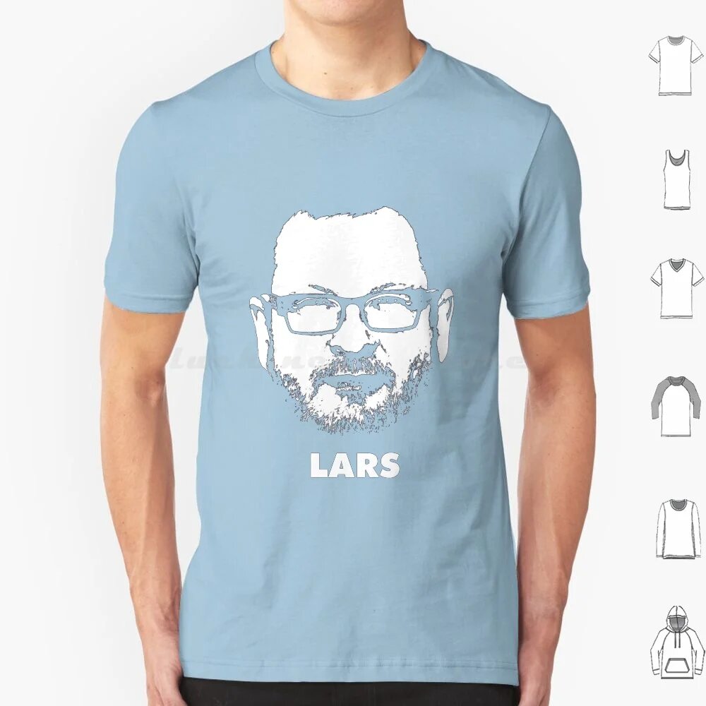 Футболка с принтом Lars Von Trier, голубая, XXXL