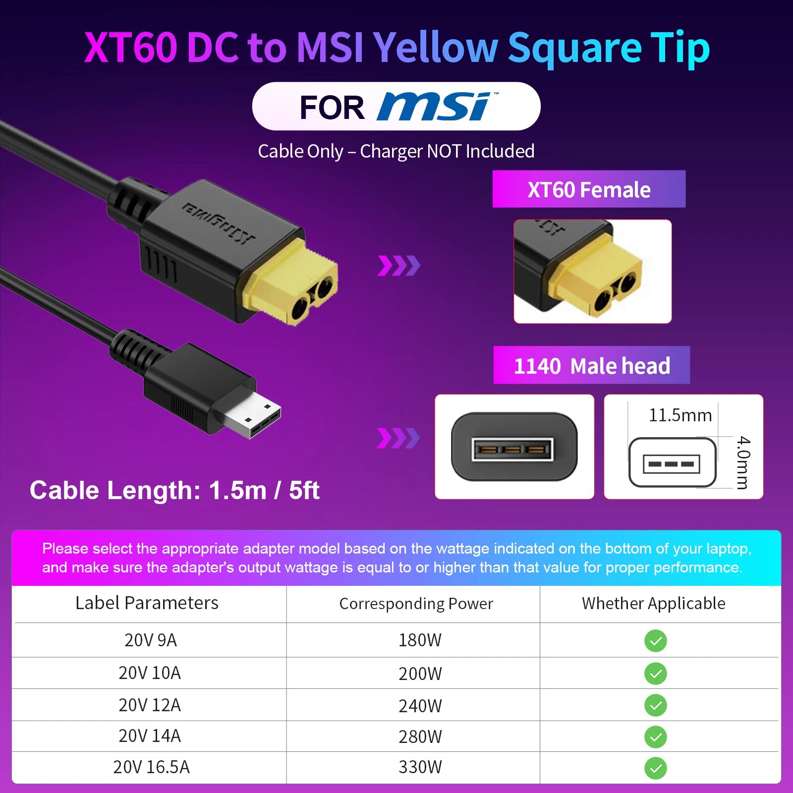 Зарядное устройство GaN 330 Вт XT60 MSI 1140 330W