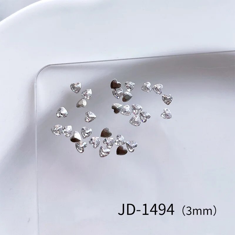 Стразы для ногтей сердечки JD-1494 White 3mm