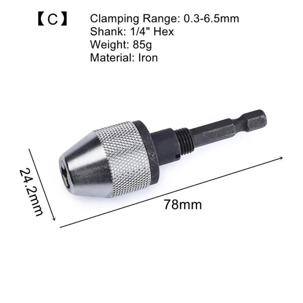 Адаптер для сверлильного патрона 1/4" Hex, 0.3-6.5mm