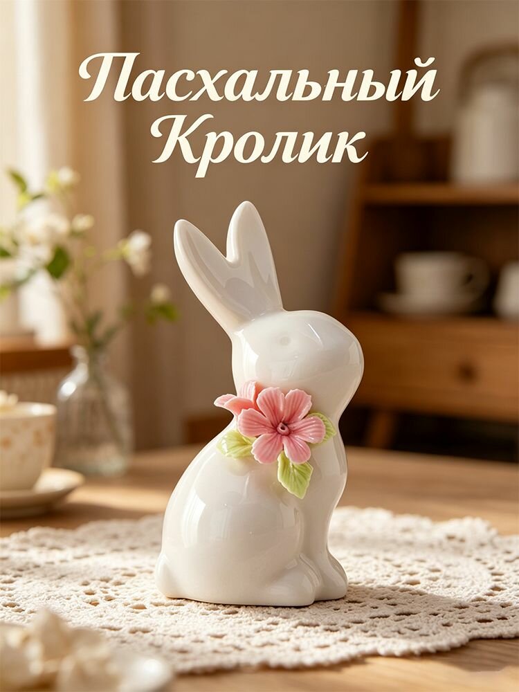Керамические зайцы-пасхальные настольные фигурки декор для интерьера пасхальные зайцы керамический декор настольная фигурка