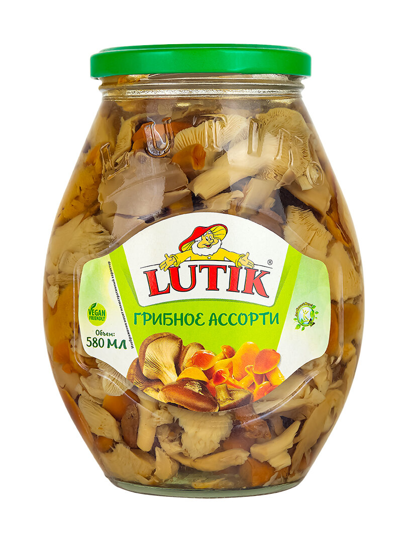 Грибное ассорти Lutik консервированные без добавления уксусной кислоты, 580 мл