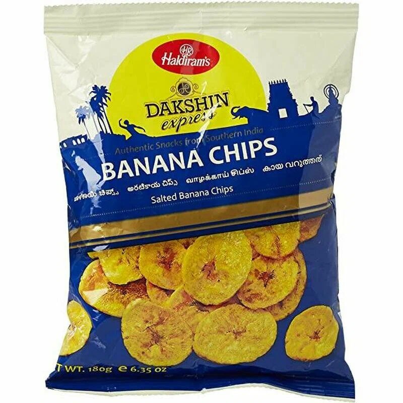 Индийская закуска Банановые чипсы с солью Banana Chips Haldiram's 200 г