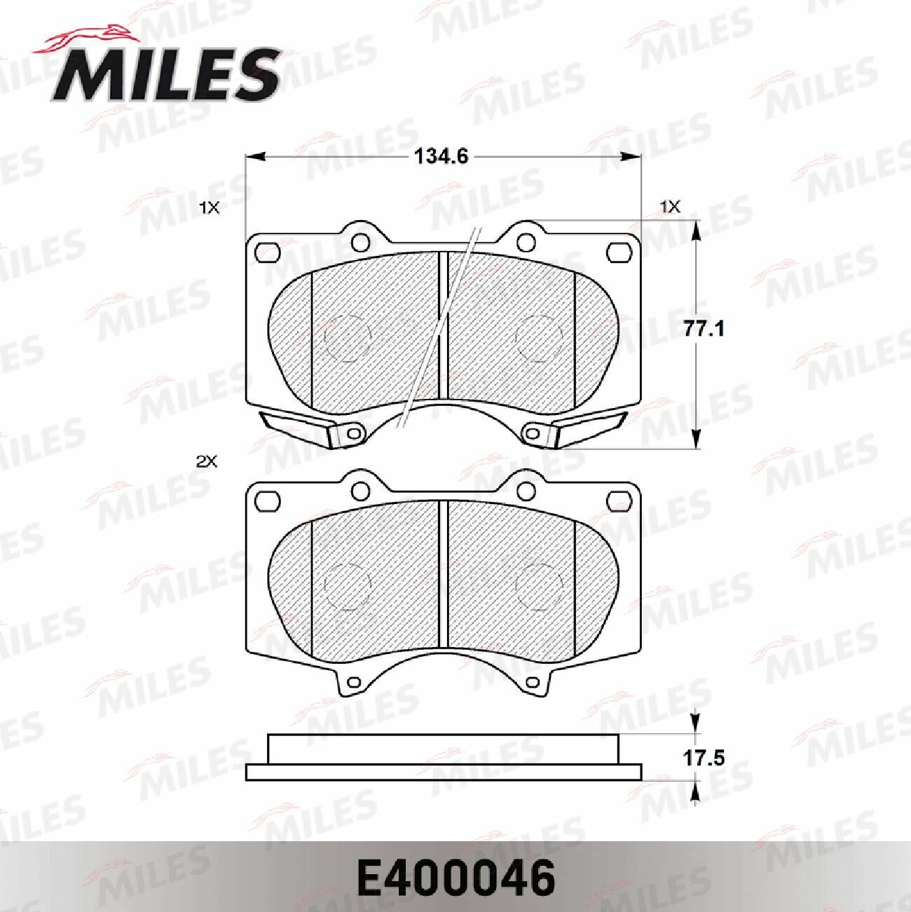 Колодки тормозные дисковые передние Miles E400046 для а/м Toyota Land Cruiser Prado (02-), (09-)