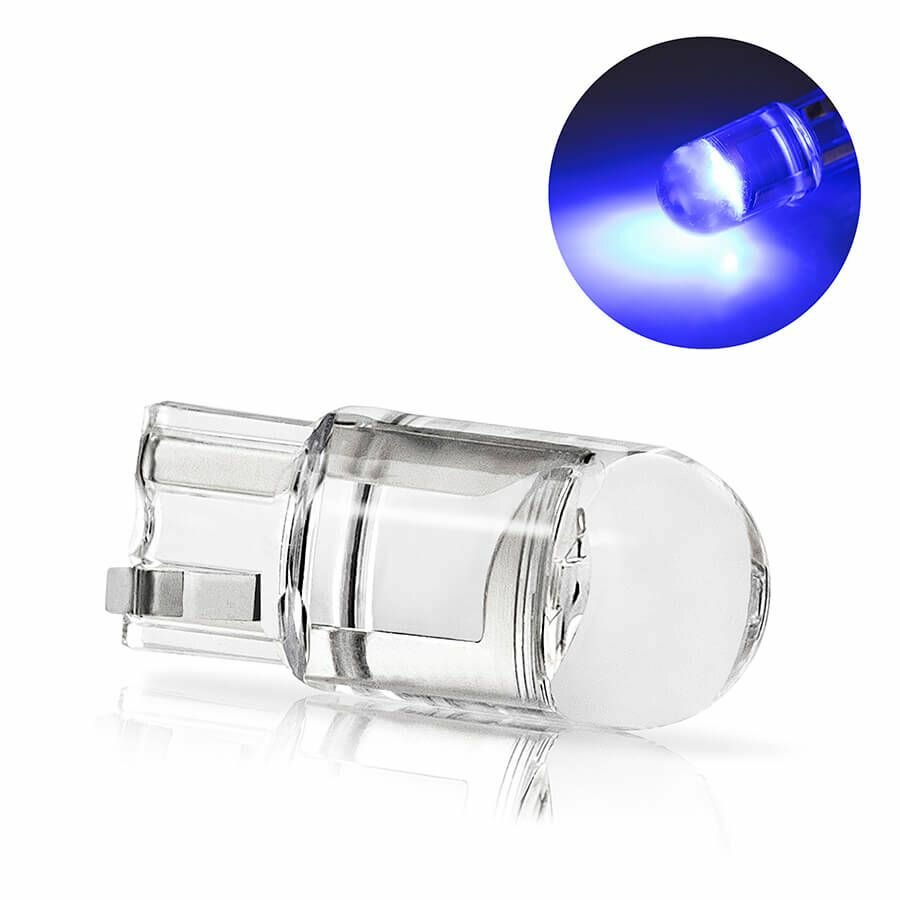 Лампочка в габариты автомобильная светодиодная голубая LED лампа W5W T10 12v 4шт.