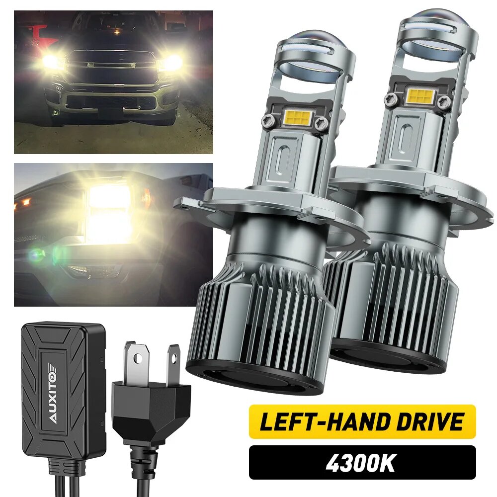 AUXITO 2 шт. H4 H7 LED-фары 4300K теплый белый свет Canbus, 4300K Белый Желтый, H4/9003/HB2 Hi/Lo