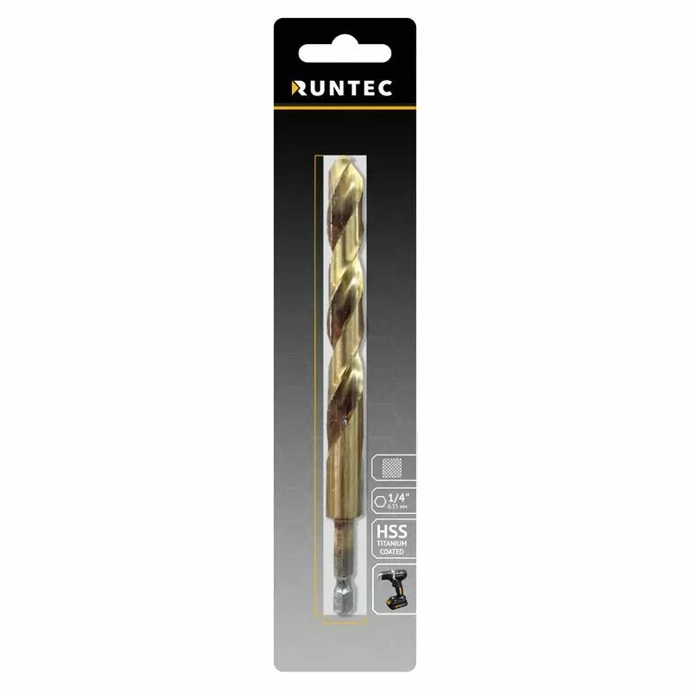 Сверло по металлу Runtec HSS-TiN 3 x 80мм HEX 1/4" RT-DS3