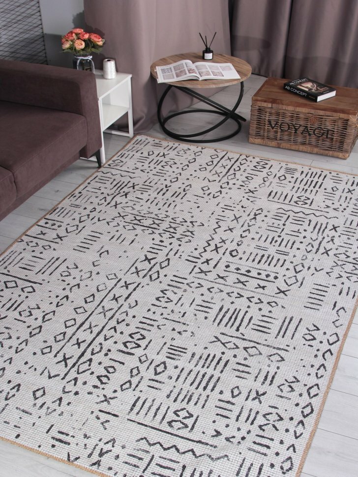 Ковер AB739E - BEIGE / BLACK - Прямоугольник - коллекция LAVIN (2 х 2.9 м)