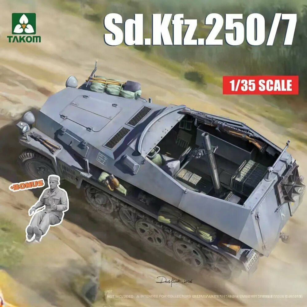 TAKOM 2212, масштаб 1/35, бронетранспортер Sd. Kfz.250/7 Ausf.A, носитель 81-мм миномёта