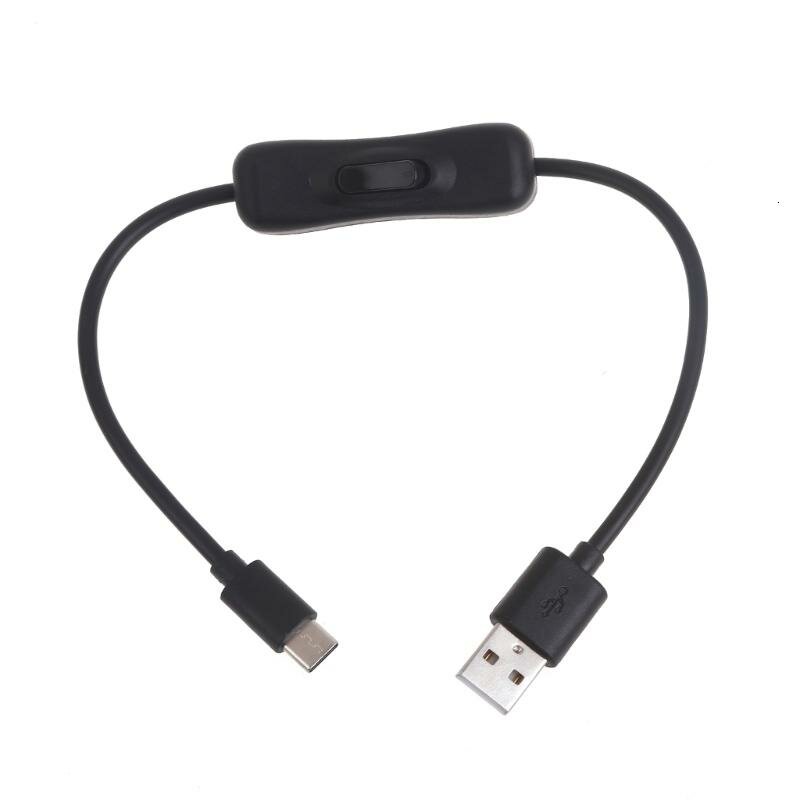 Кабель USB-C — USB-A с выключателем для Raspberry Pi 4B, Черный - 30cm