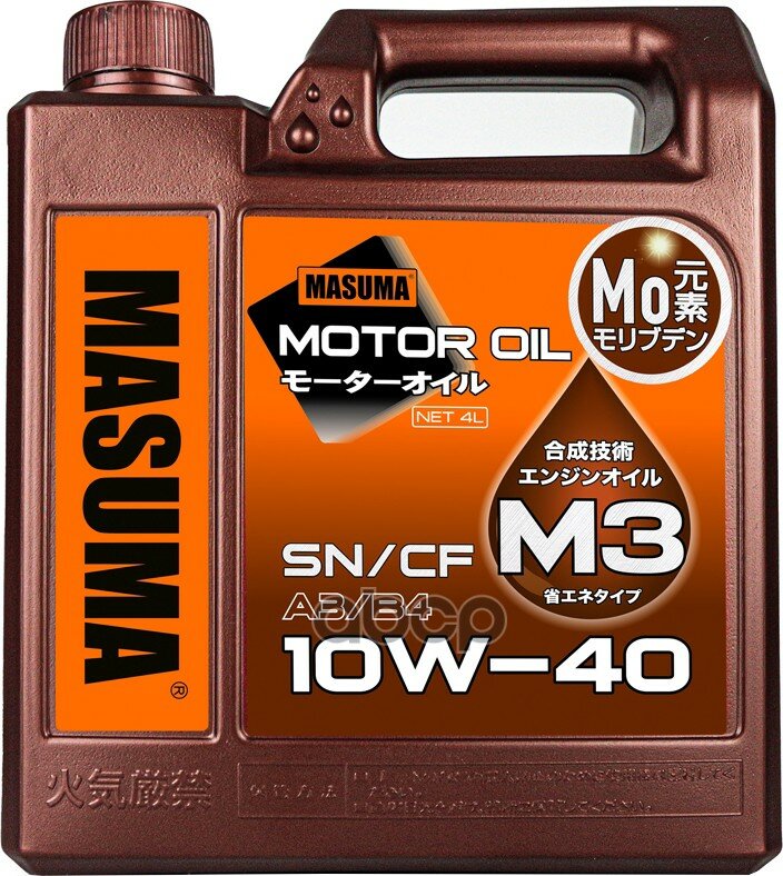 Masuma MASUMA 10W40 M3 SN/CF/A3B4 (универсальное, полусинтетика) 4л (1/6)