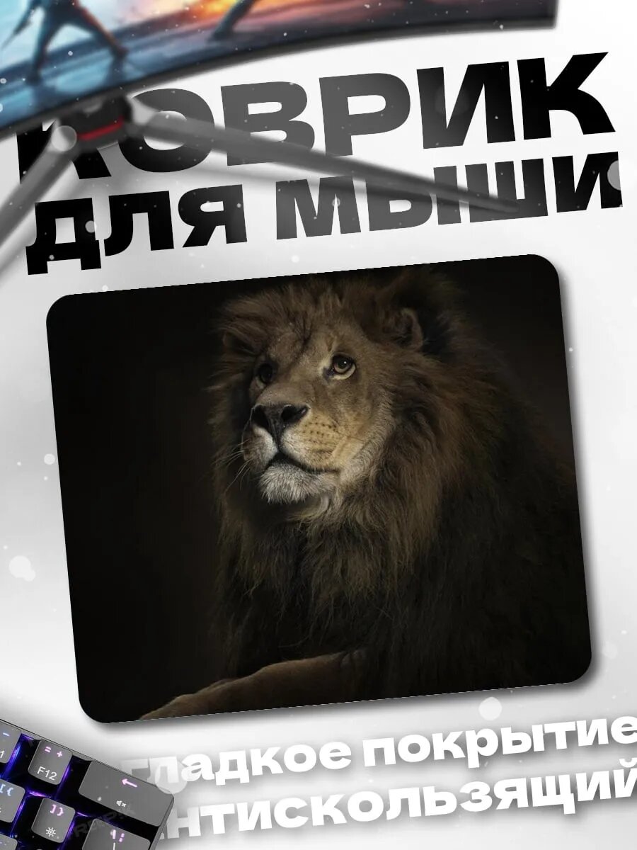 Коврик для мыши Лев в темноте