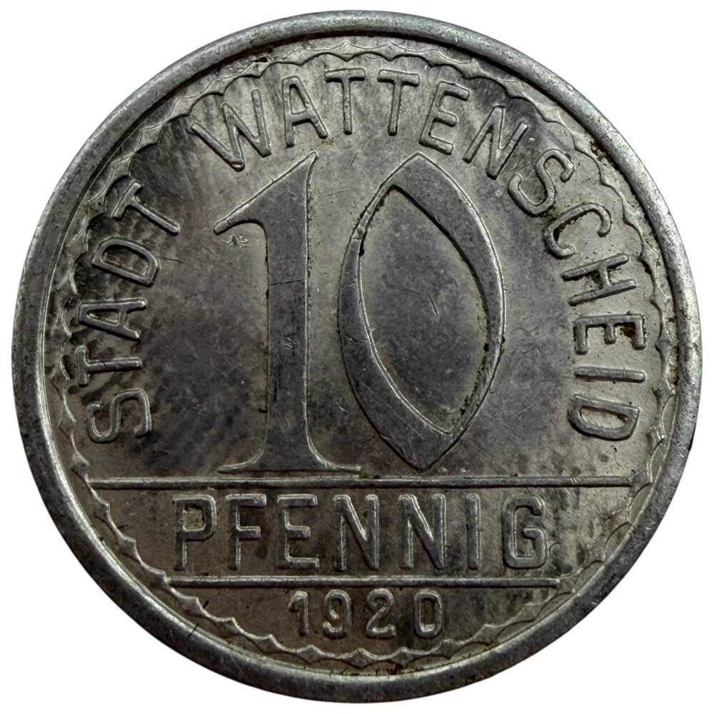 Германия, Веймарская республика, Ваттеншайд 10 пфеннигов 1920 г.